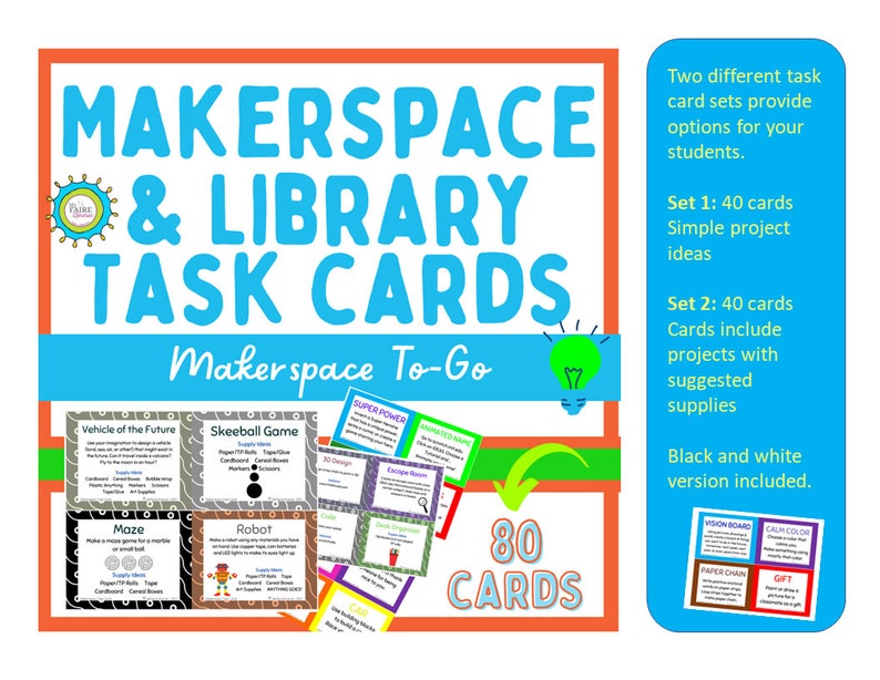 Makerspace STEM Task Cards | Library Activities | Social Emotional ...