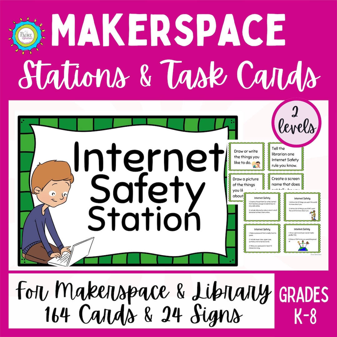 Makerspace Task Cards and Station Signs for K-6 Elementary Library ...