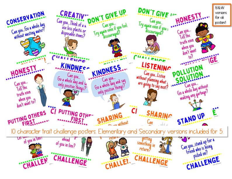 Makerspace Poster Set SEL Character Traits K-12 Library - Etsy