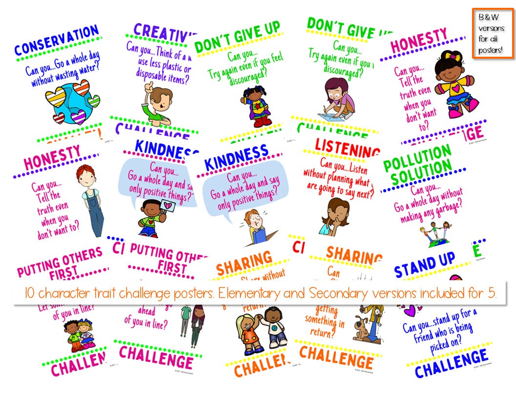 Makerspace Poster Set | SEL | Character Traits | K-12 Library - Etsy