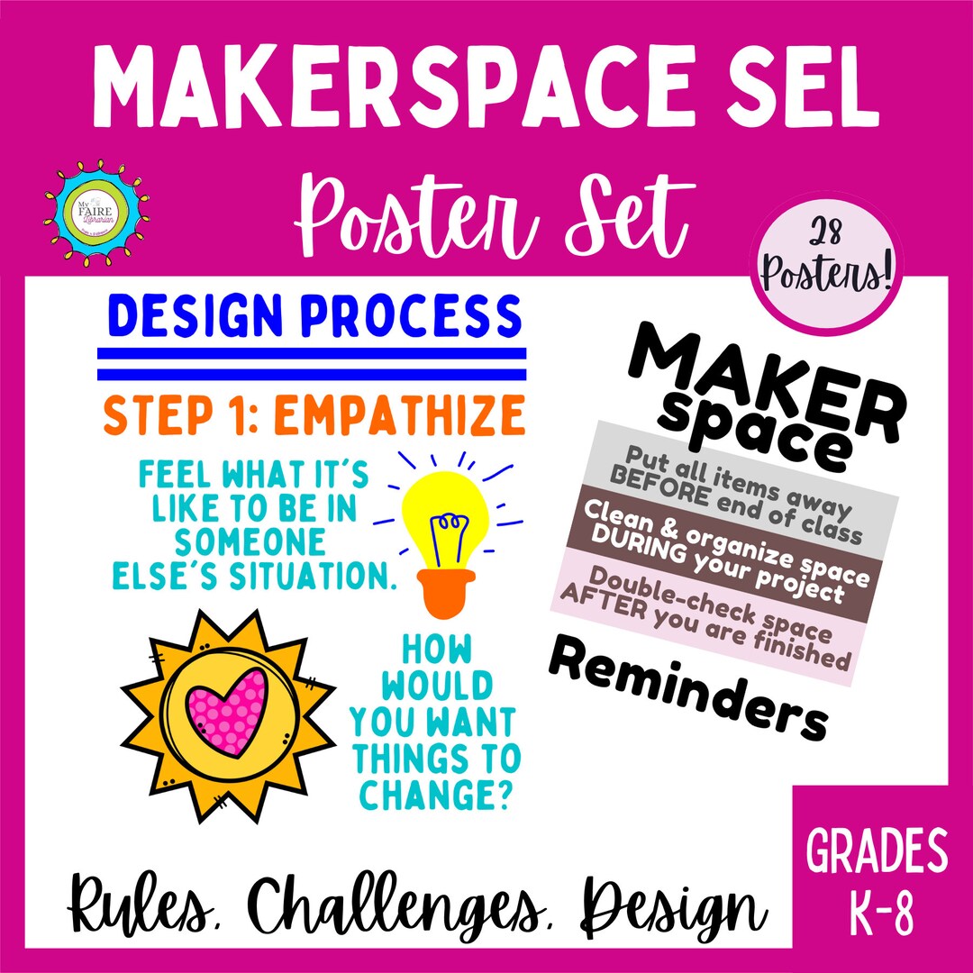 Makerspace Poster Set | SEL | Character Traits | K-12 Library - Etsy
