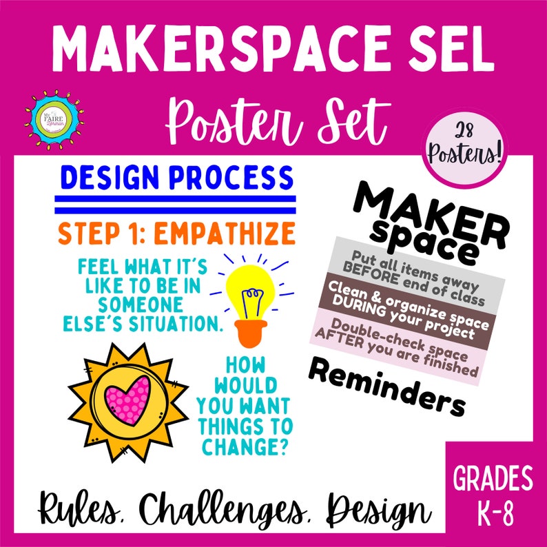 Makerspace Poster Set | SEL | Character Traits | K-12 Library - Etsy