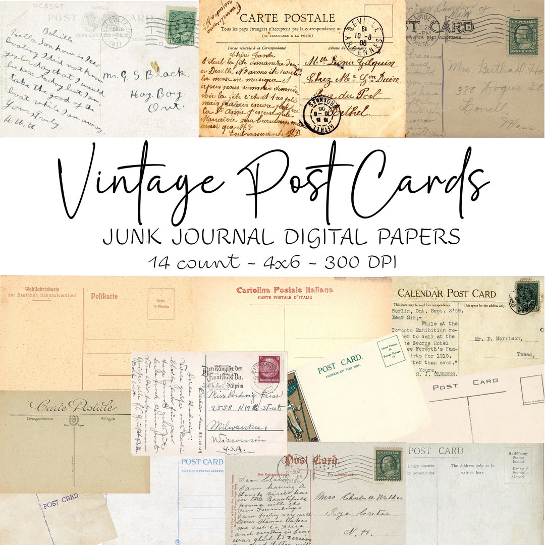 Vintage Postcards Digital Download Printable Junk Journal Ephemera ...