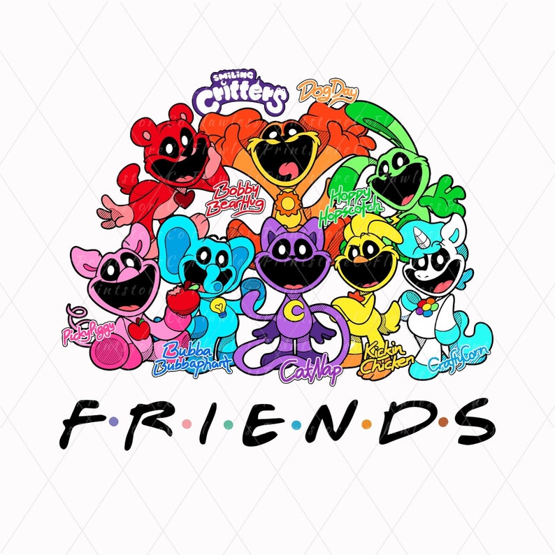 Poppy Playtime Friends, Smiling Critters Catnap Sublimation Design With ...