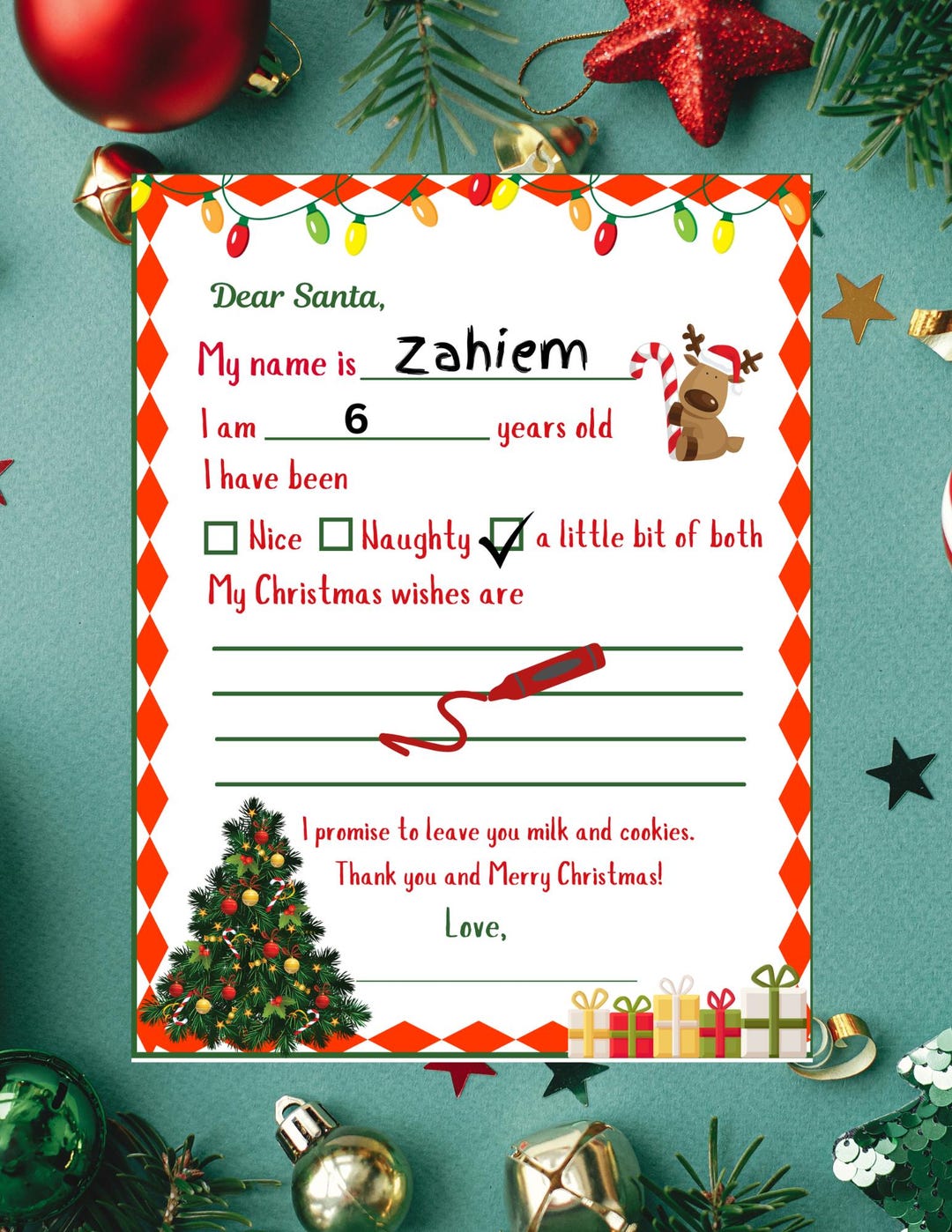 Letter to Santa. Printable Santa Wish List Letters, Christmas Letter ...