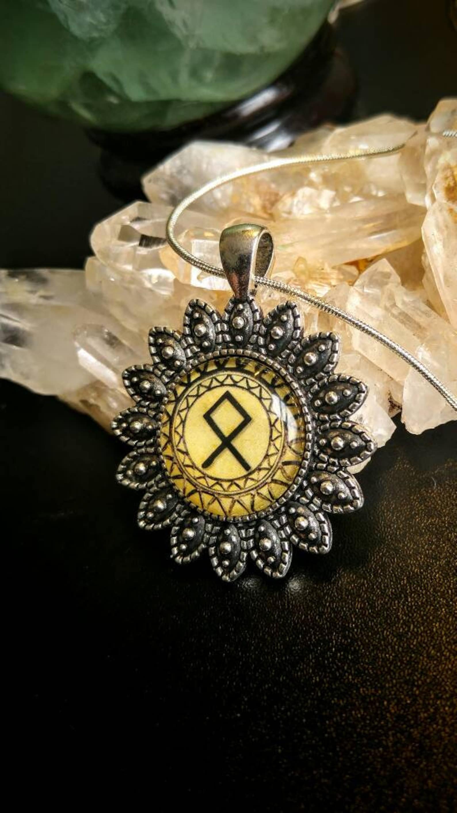 OTHILA Othala Rune Symbol Glass Dome Cameo Pendant Norse Magic | Etsy