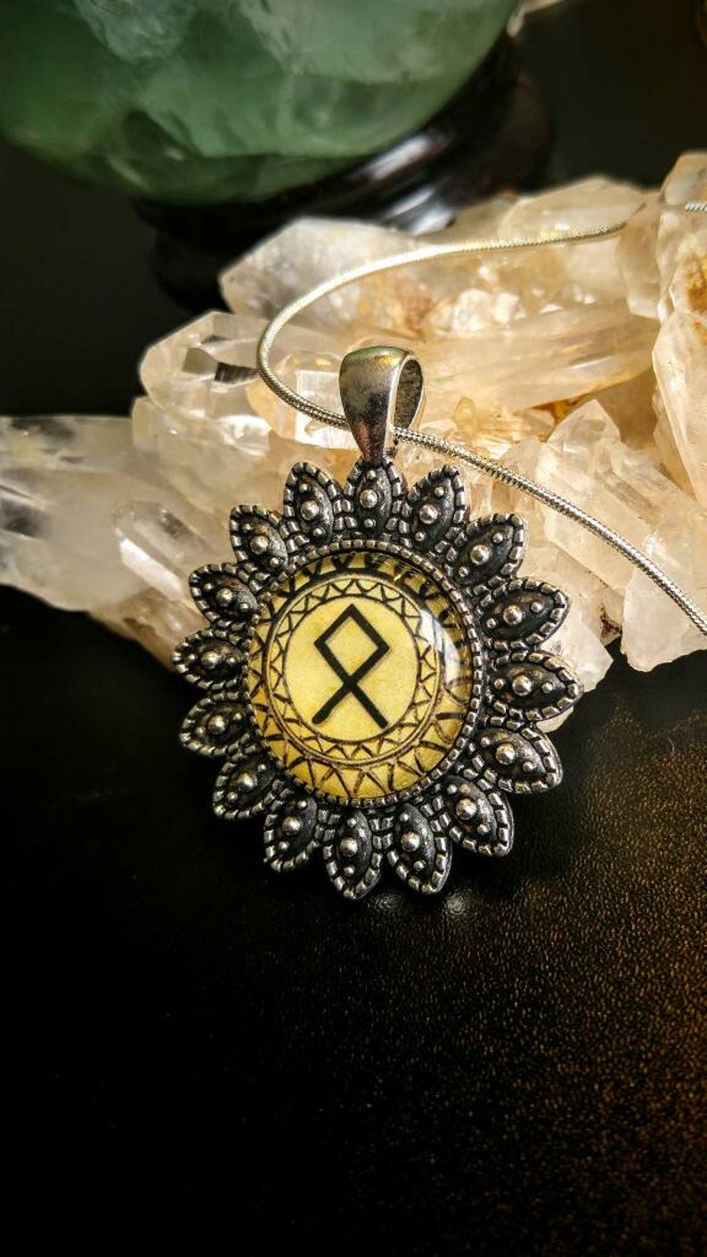 OTHILA Othala Rune Symbol Glass Dome Cameo Pendant Norse Magic - Etsy