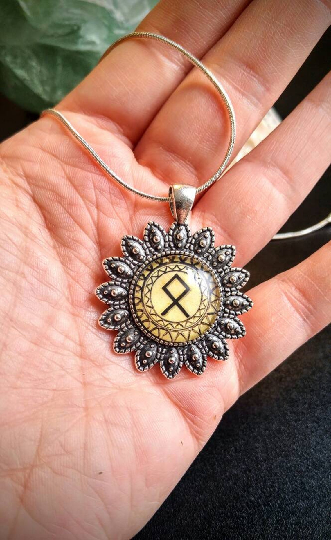 OTHILA Othala Rune Symbol Glass Dome Cameo Pendant Norse Magic - Etsy