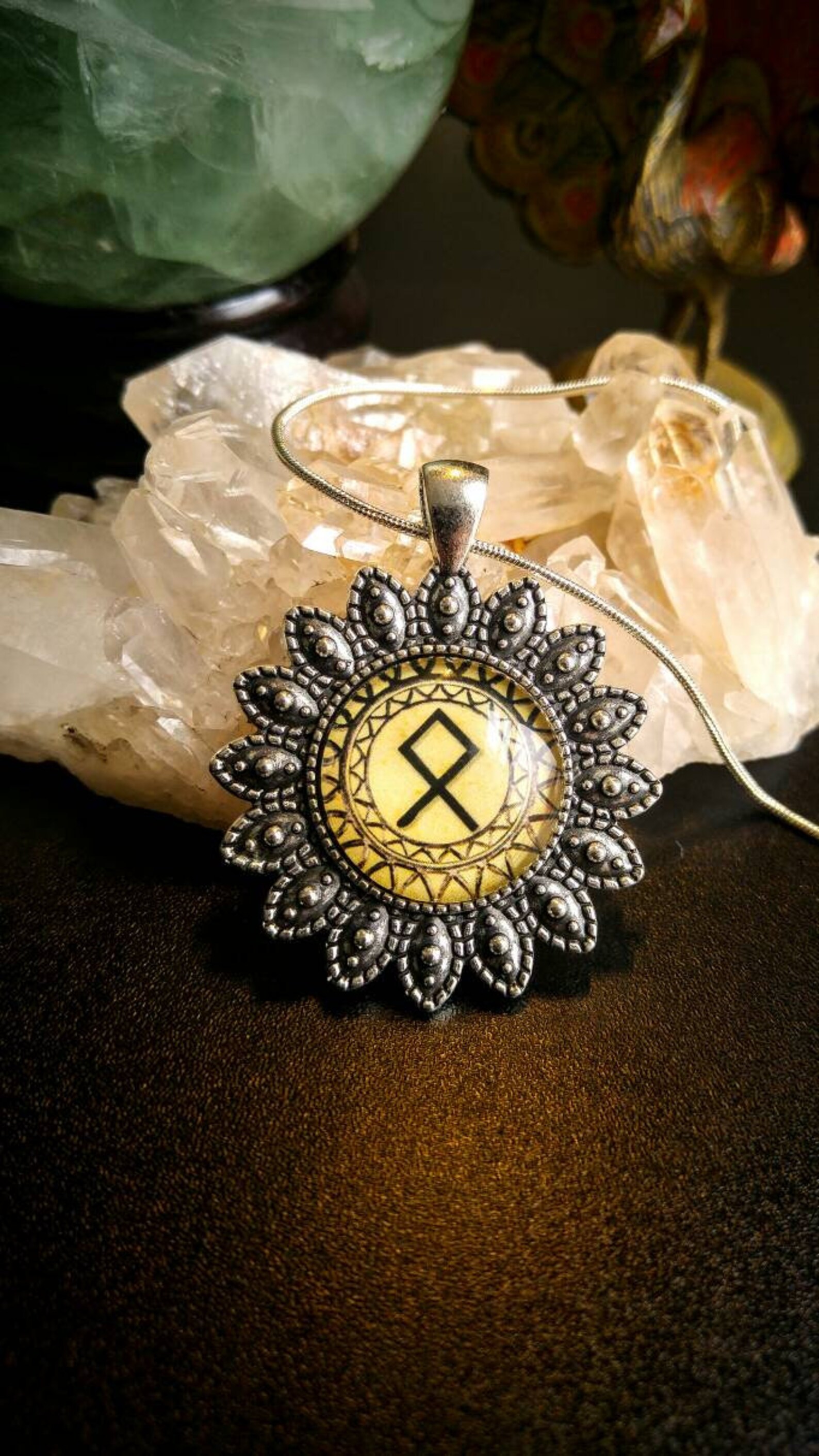 OTHILA Othala Rune Symbol Glass Dome Cameo Pendant Norse Magic - Etsy