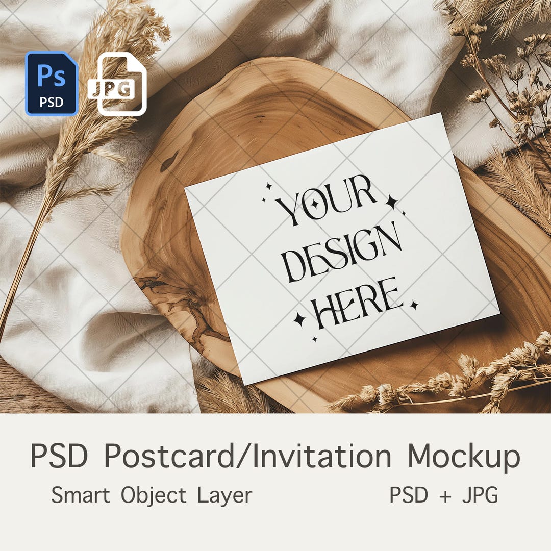 PSD Mockup White Paper Postcard, Postcard Template PSD, Invitation ...