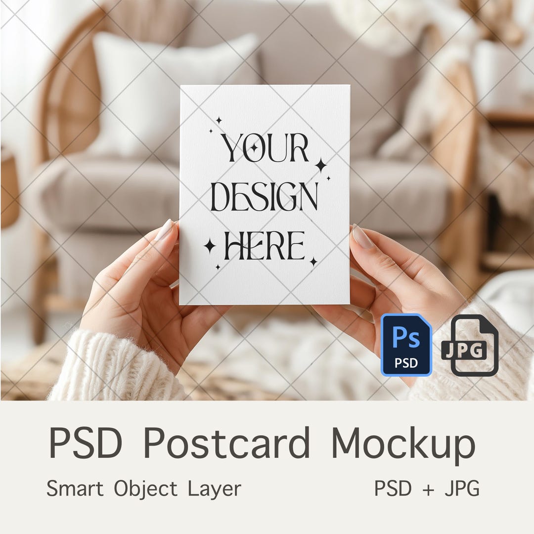 PSD Mockup White Paper Postcard, Postcard Template PSD, Mockup Postcard ...