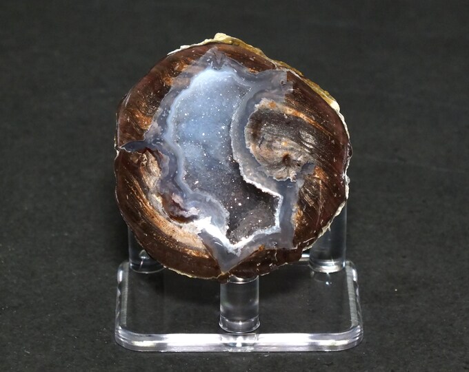 UV Reactive Polished Drusy Agate Crystal Geode With Acrylic Display ...