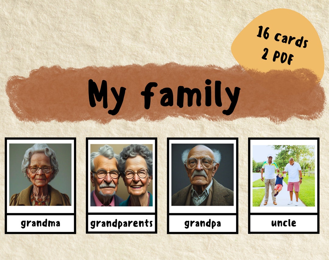 Flashcards My Family Memory Game for Free English 16 Cards Printable - Etsy