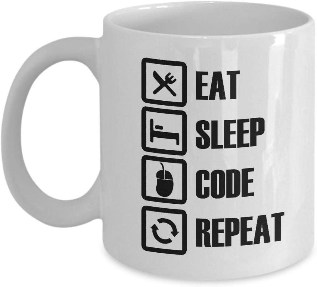 Eat Sleep Code Repeat Funny 11 Oz Coffee Mug Perfect Gift for ...