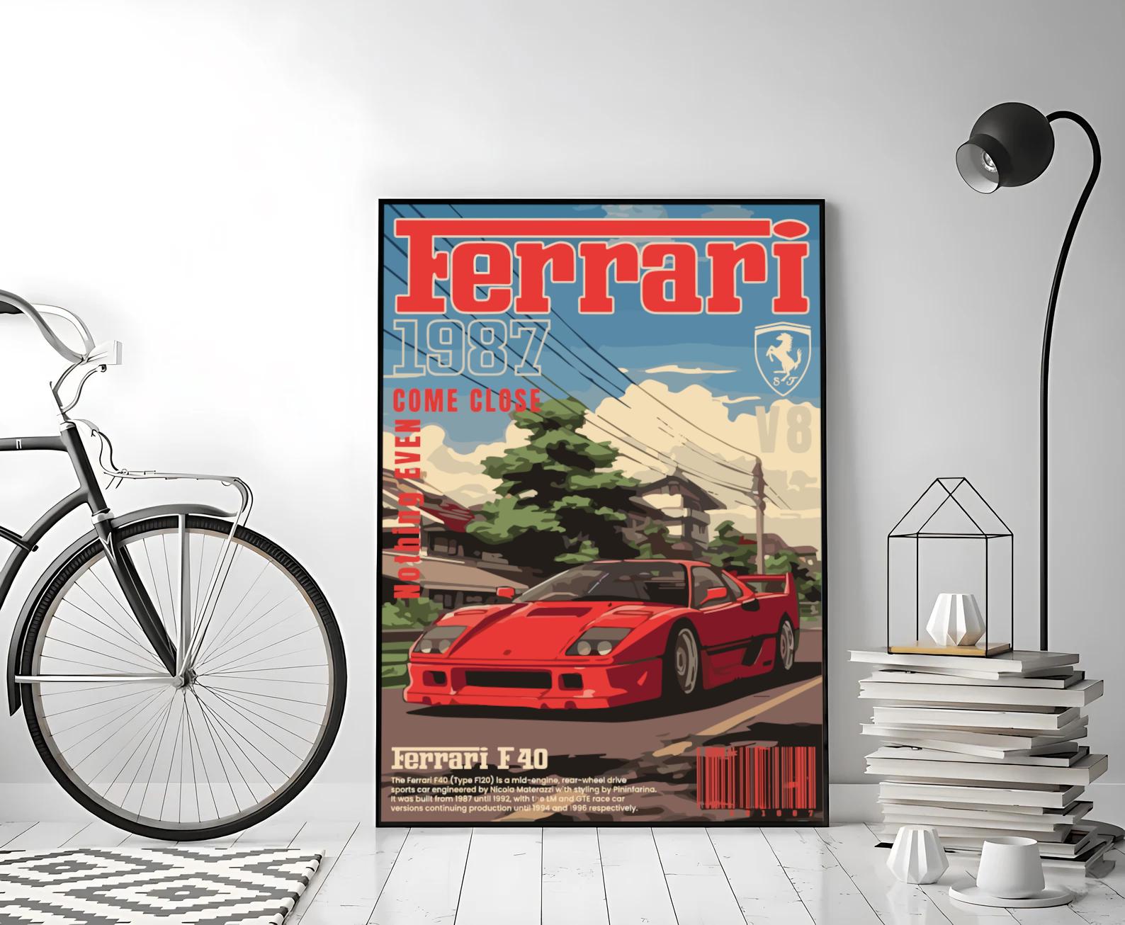 Ferrari F40 | Poster | Digital | Ferrari | F40 | Gift for Car ...
