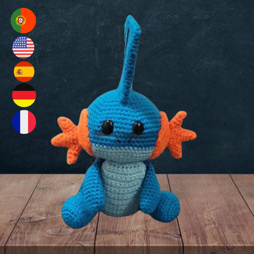 Crochet Mudkip Amigurumi Pattern - PDF Pokemon Plush, Cute Kawaii ...