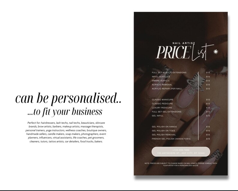 Editable Price List Template Canva: Beauty Salon Scan to Pay - Etsy