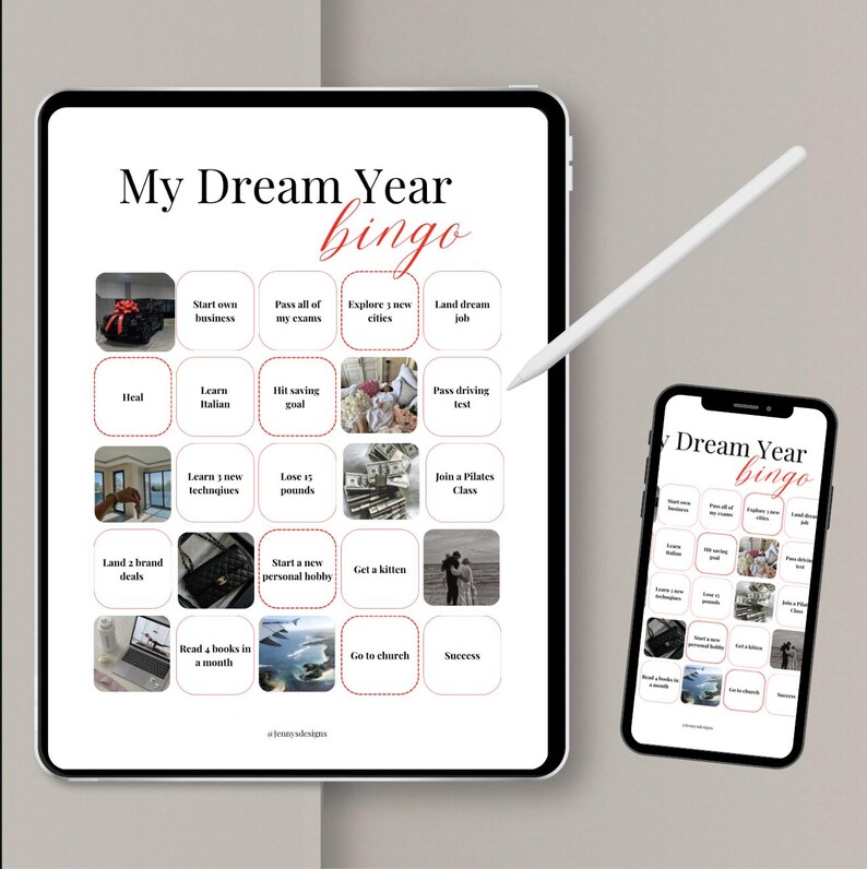 Dream Goal Bingo Vision Board: Printable Planner (digital Download) - Etsy
