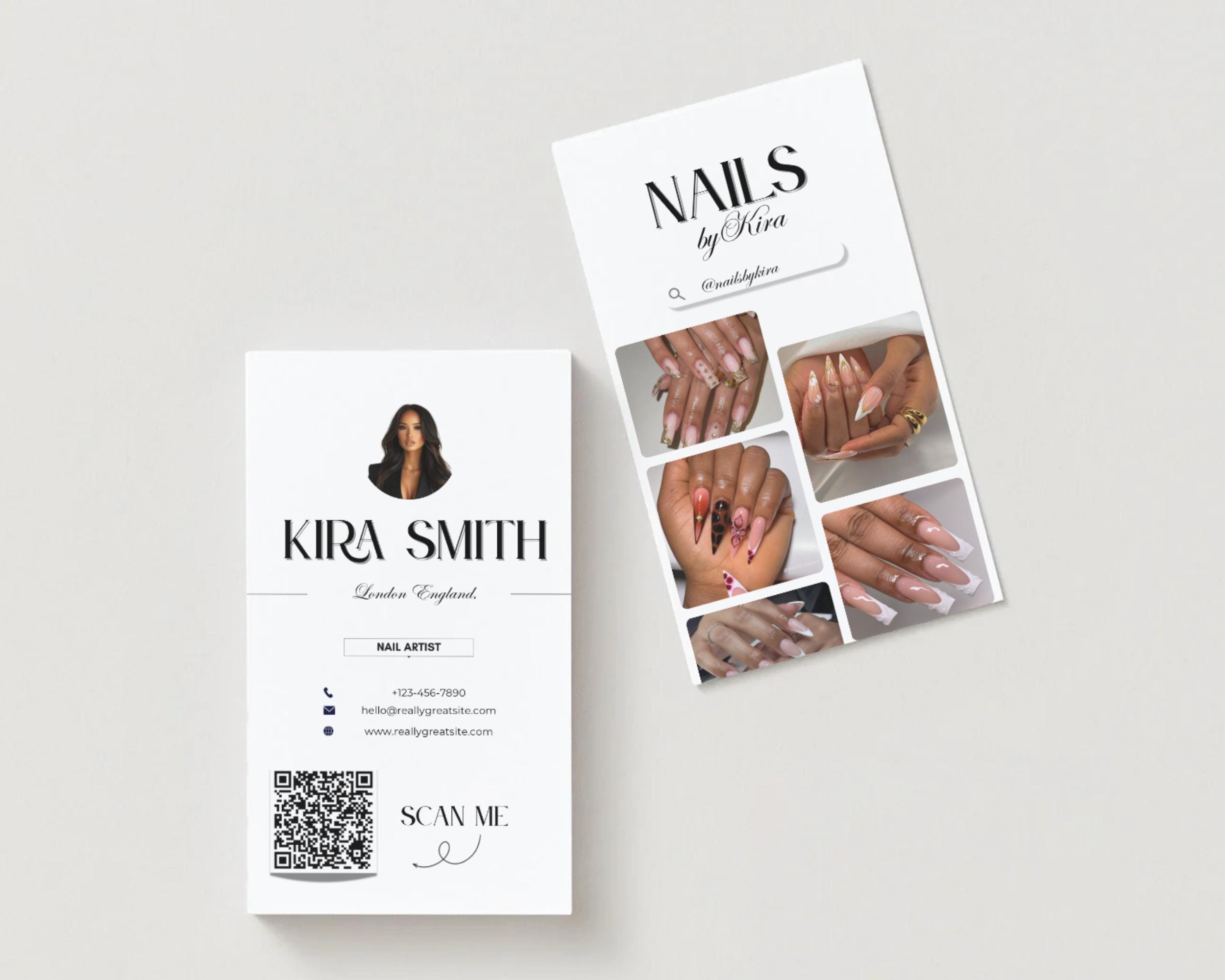 Nail Tech Business Card Template: Salon, QR Code, Canva Editable - Etsy