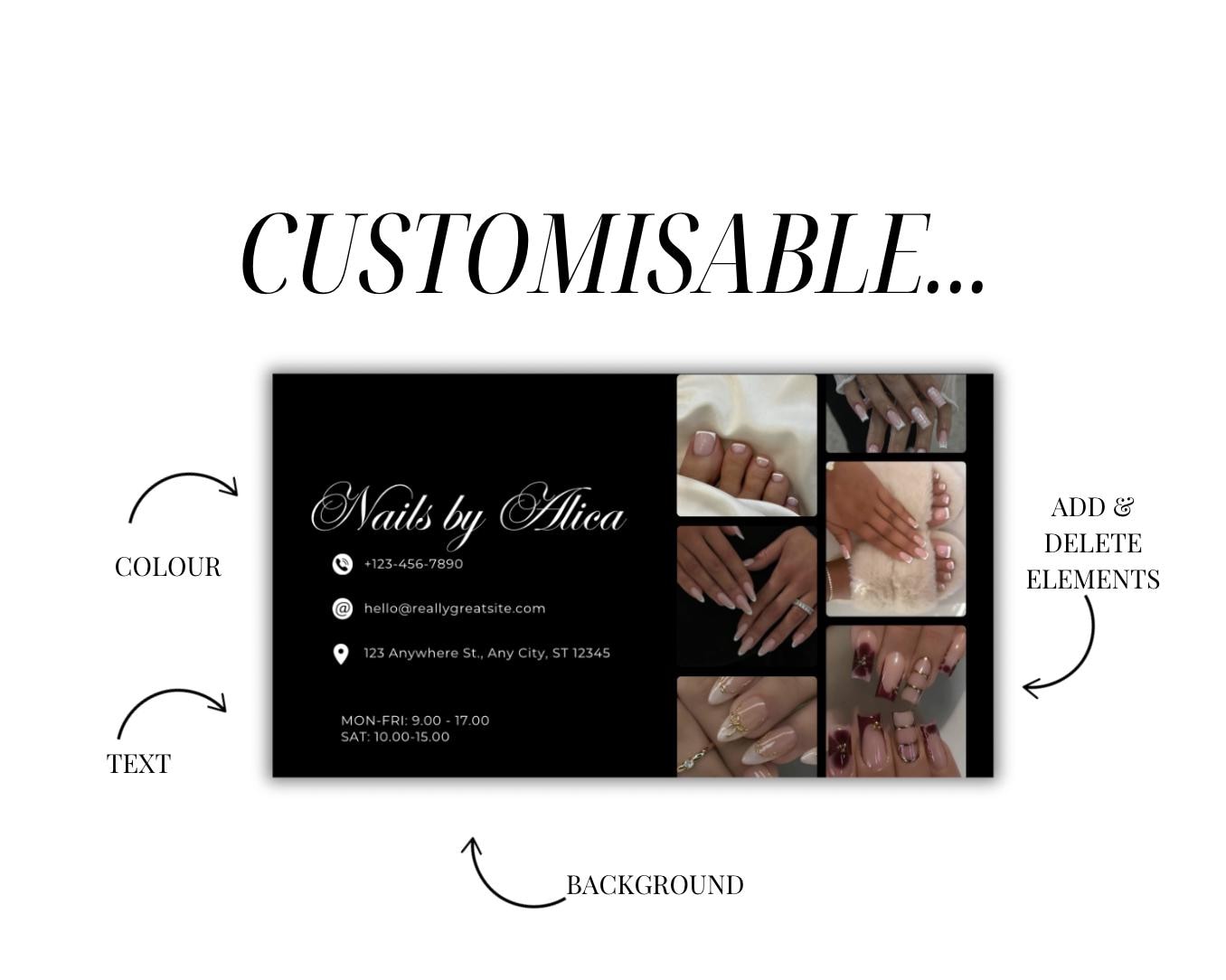 Nail Tech Business Card Template: Salon, Artist, QR Code Canva (digital ...