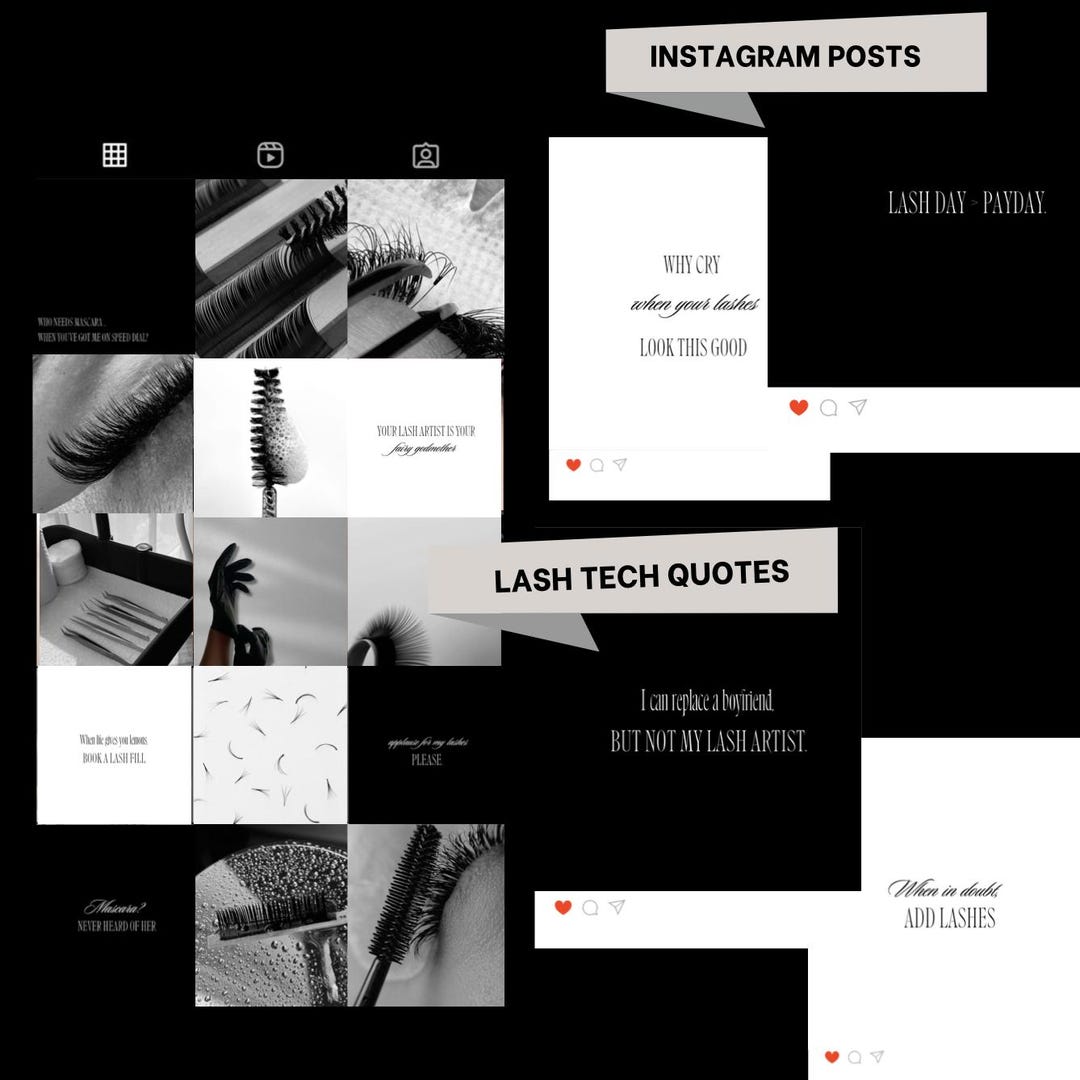 Lash Tech Instagram Quotes: Lash Extension Canva Template - Etsy