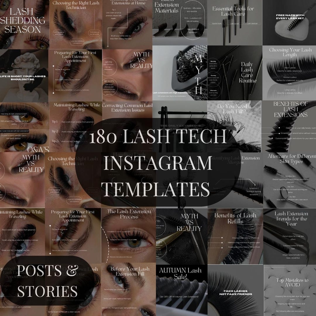 Lash Tech Instagram Templates: 180+ Posts & Stories (editable Canva) - Etsy