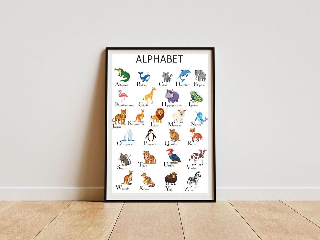 Animal Alphabet - Poster Decoration Child Room - Educational Poster to ...