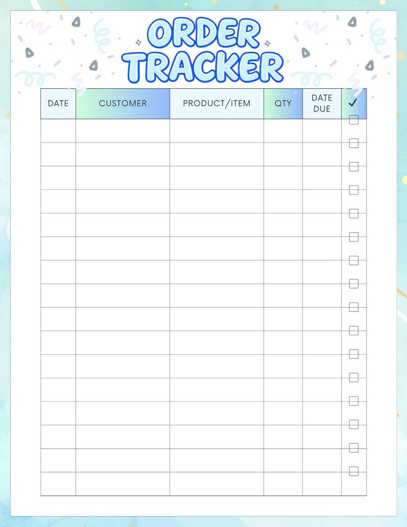 Printable Order Tracker - Etsy