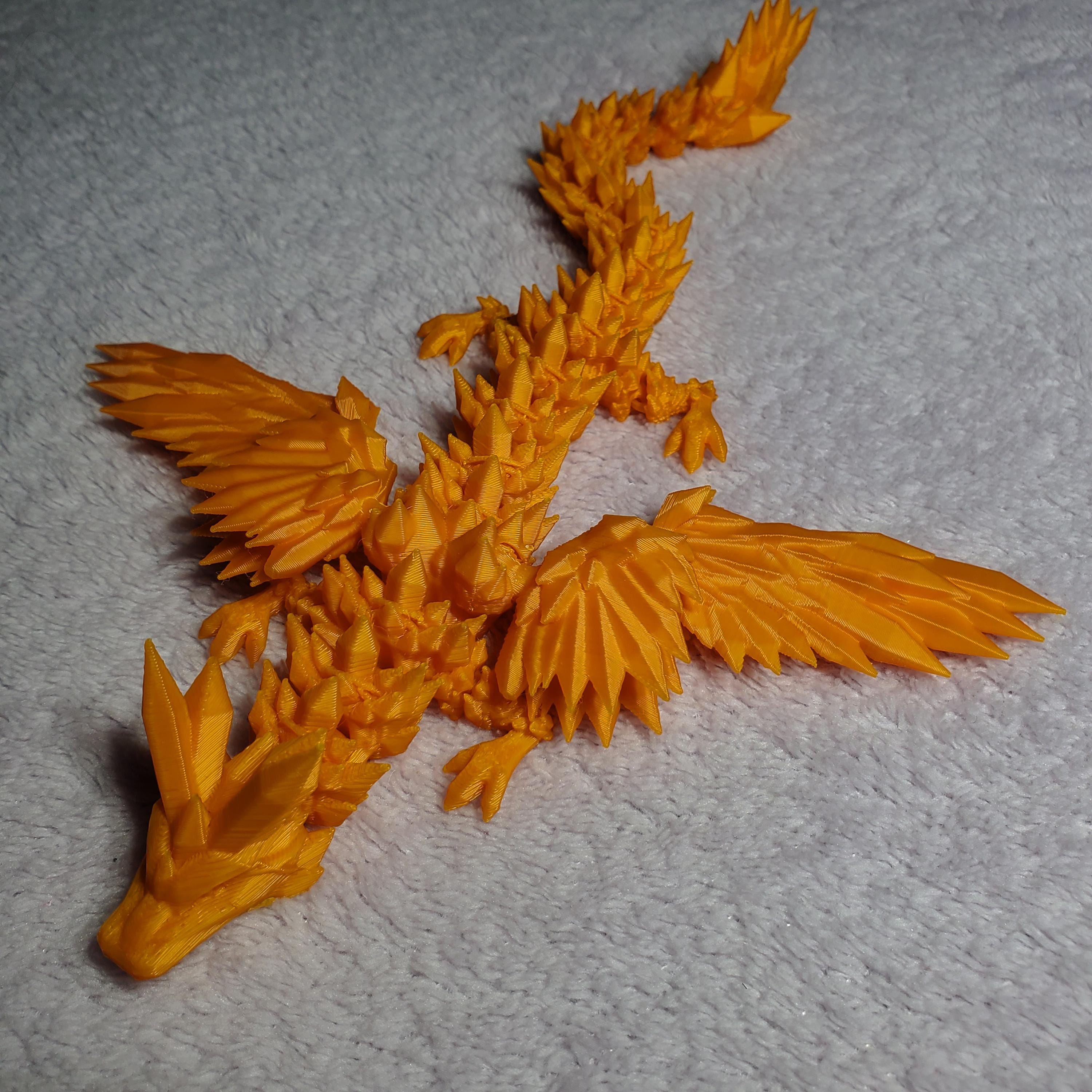 3D Printed Crystal Dragon, 3D Printed Winged Articulated Crystal Dragon ...