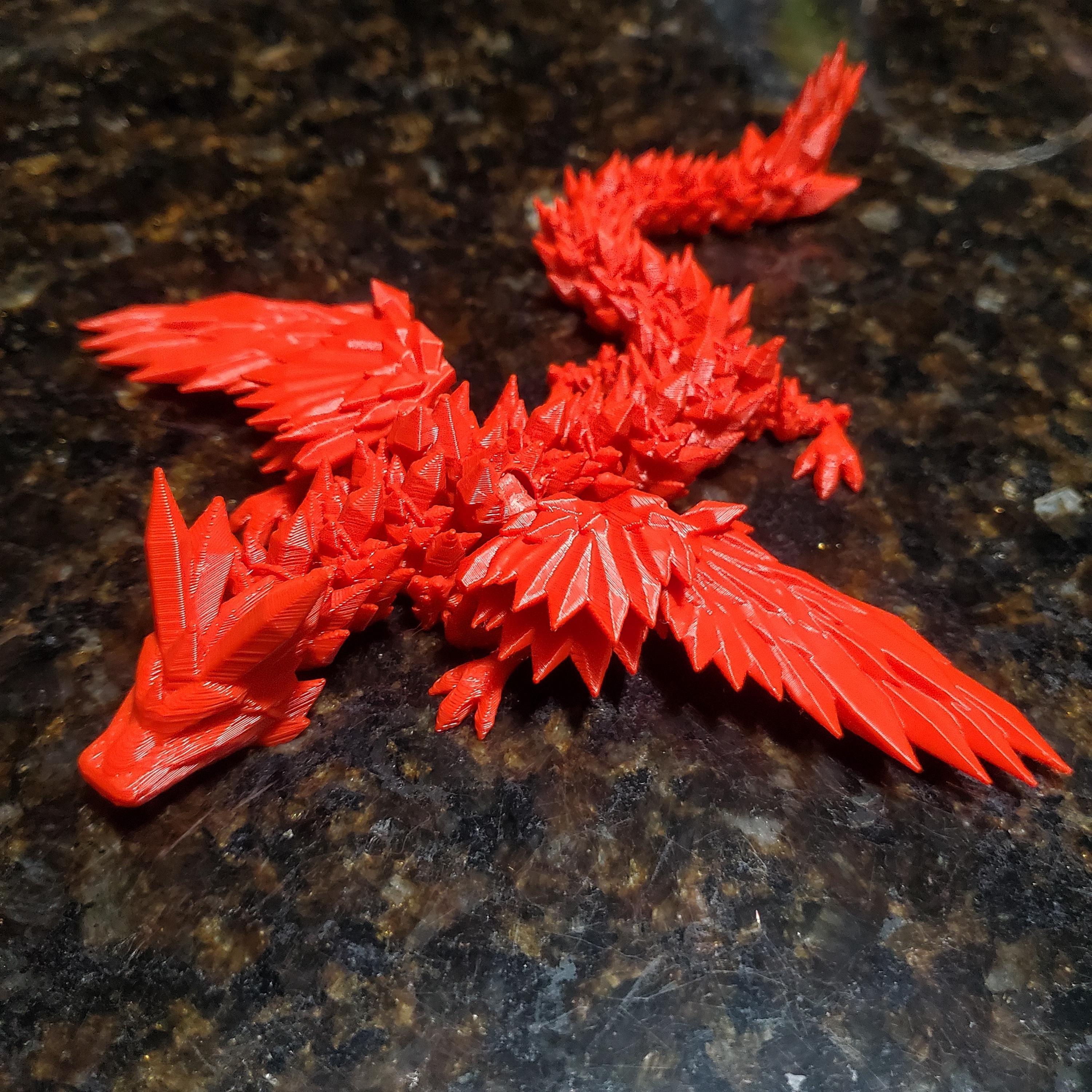 3D Printed Crystal Dragon, 3D Printed Winged Articulated Crystal Dragon ...