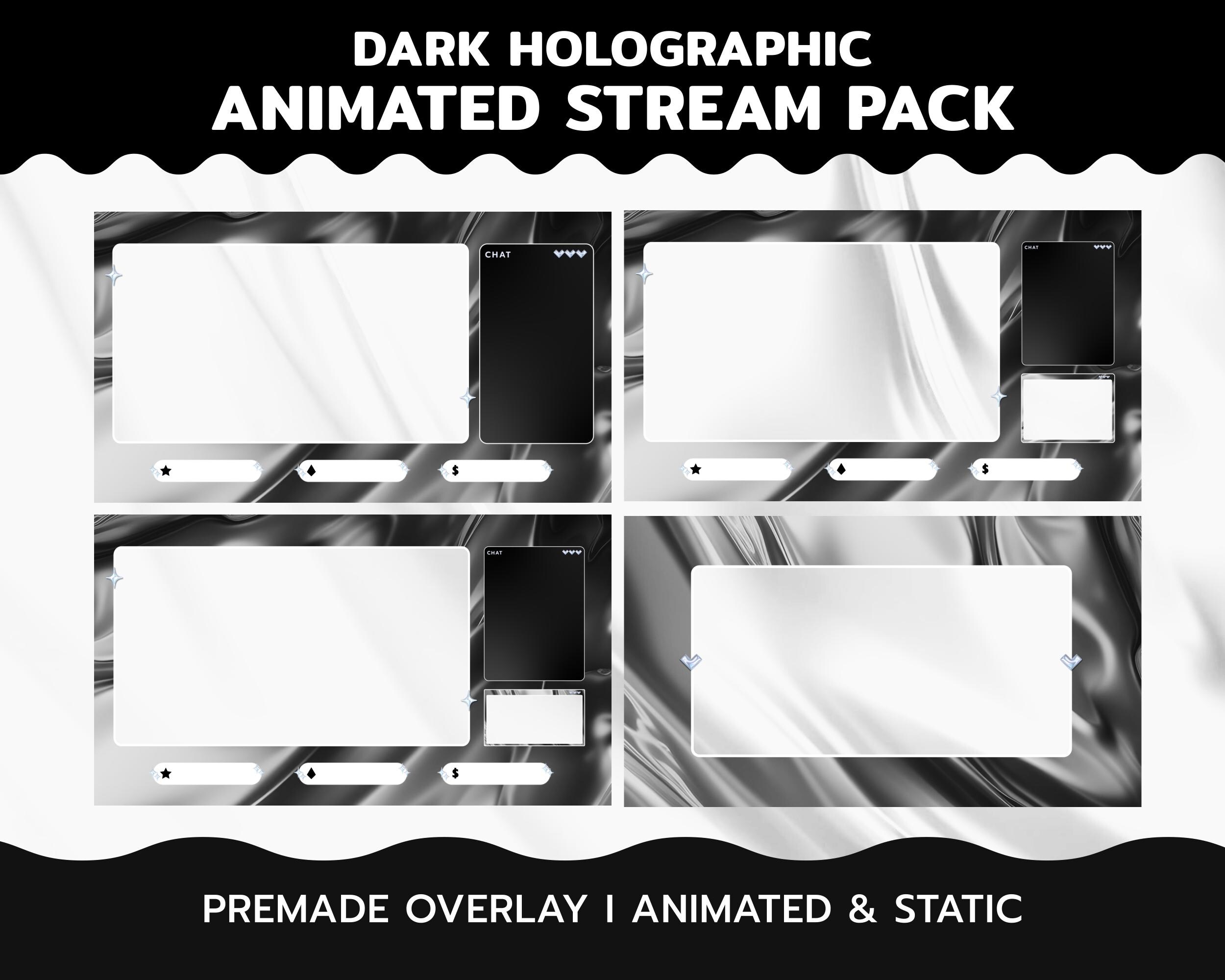 Dark Animated Stream Overlay Package | Holographic Style for Twitch ...
