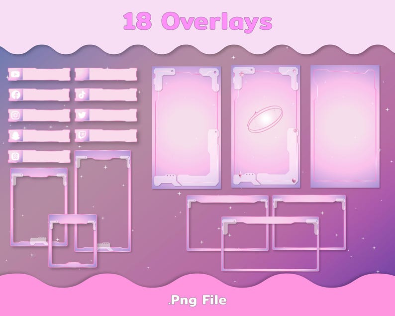Y2K Pink Tiktok Stream Pack, Animated Vertical Stream Overlay, Instant ...