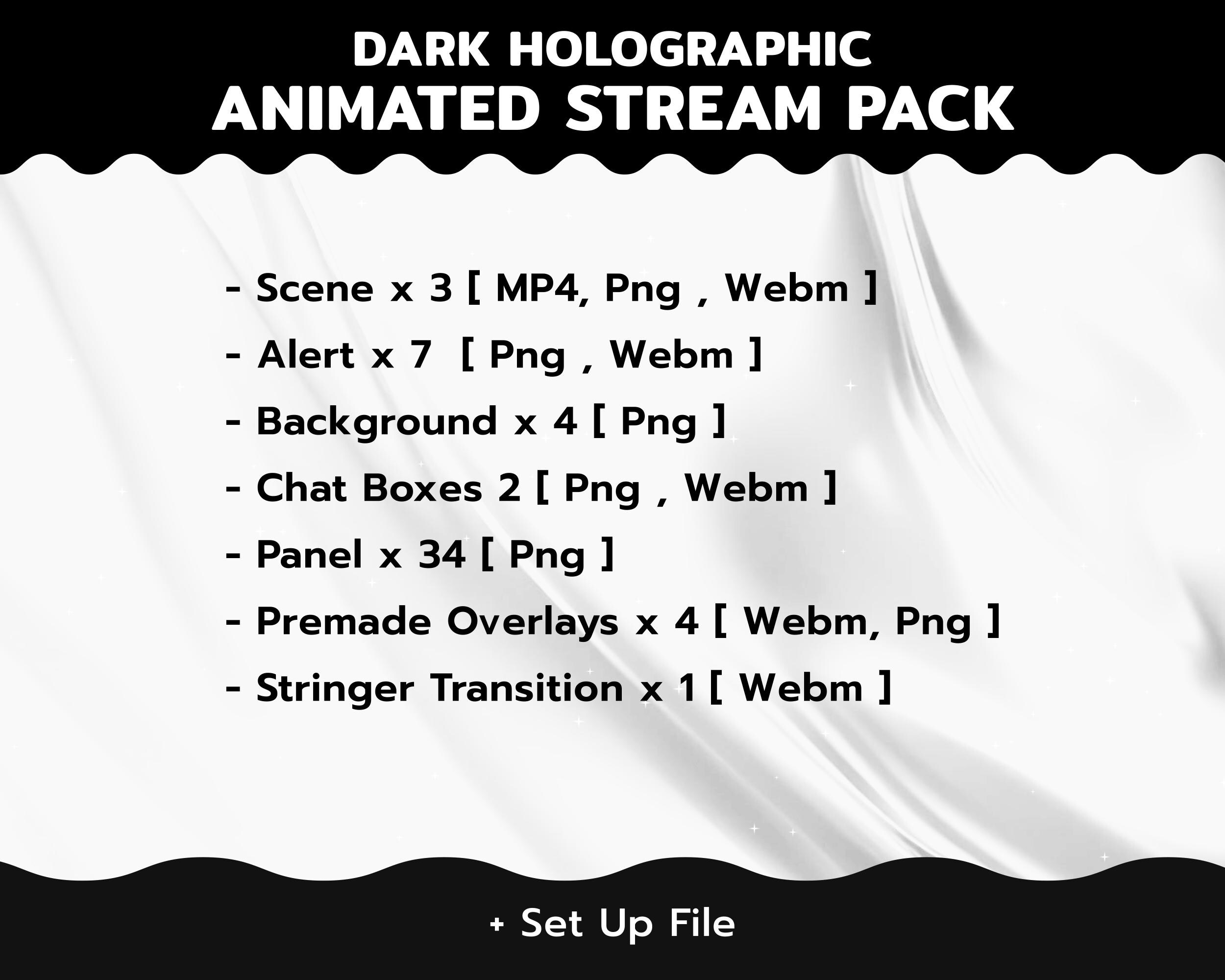 Dark Animated Stream Overlay Package | Holographic Style for Twitch ...
