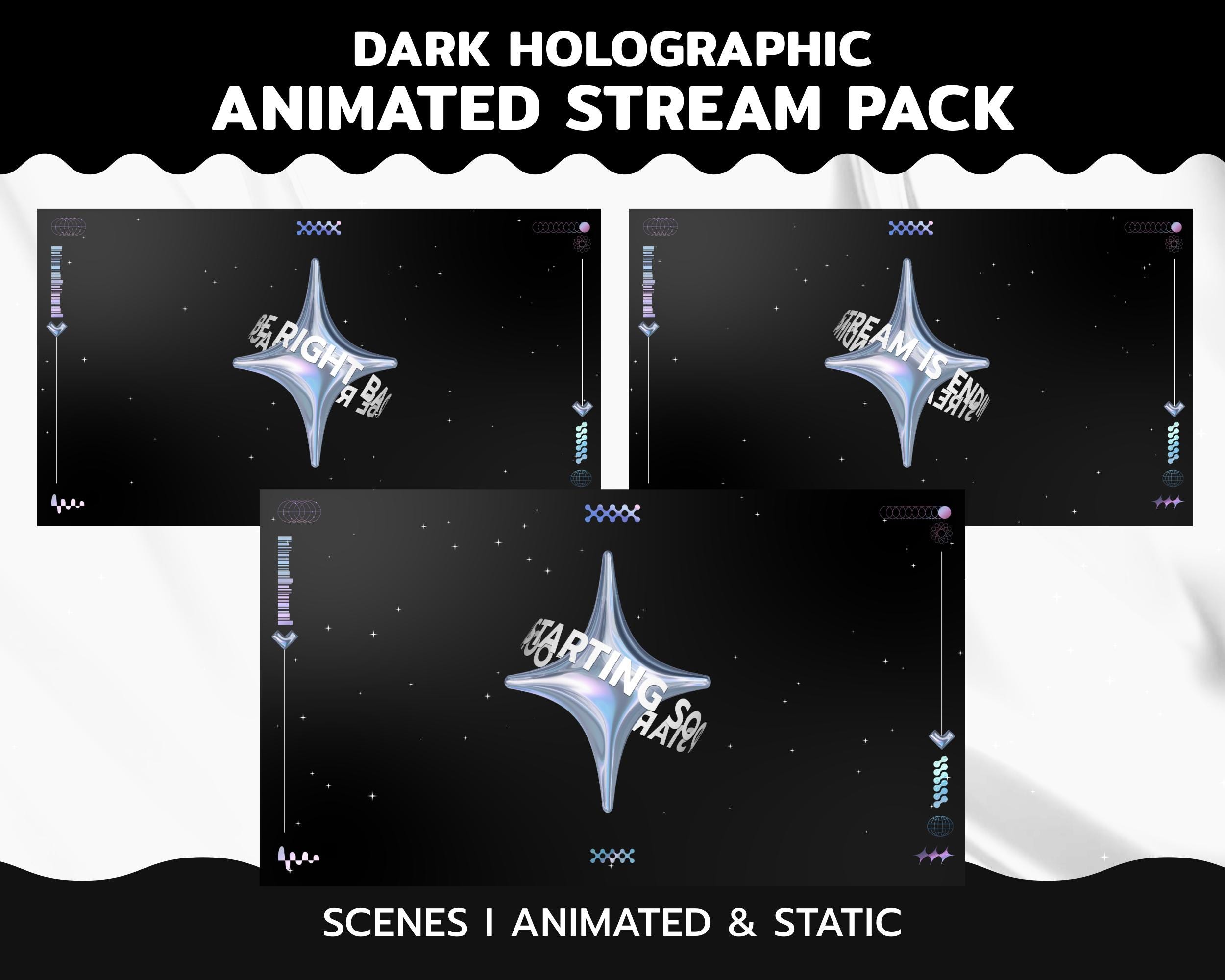 Dark Animated Stream Overlay Package | Holographic Style for Twitch ...