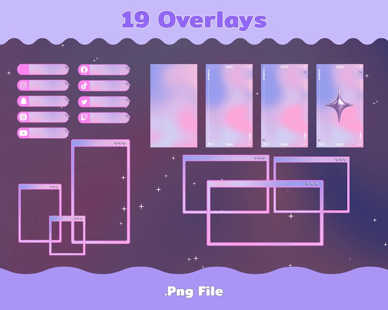 Purple Tiktok Stream Overlay Pack : Vertical Animated Package ...