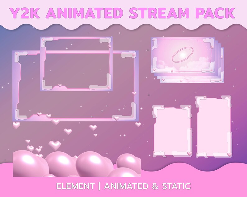 Pink Y2K Twitch Stream Overlay Package for OBS, Streamlabs - Etsy