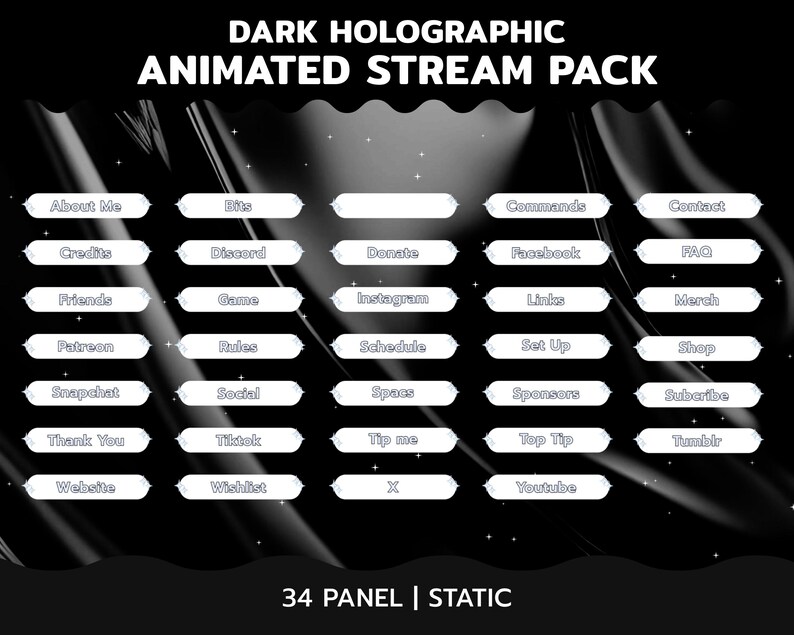 Dark Animated Stream Overlay Package | Holographic Style for Twitch ...
