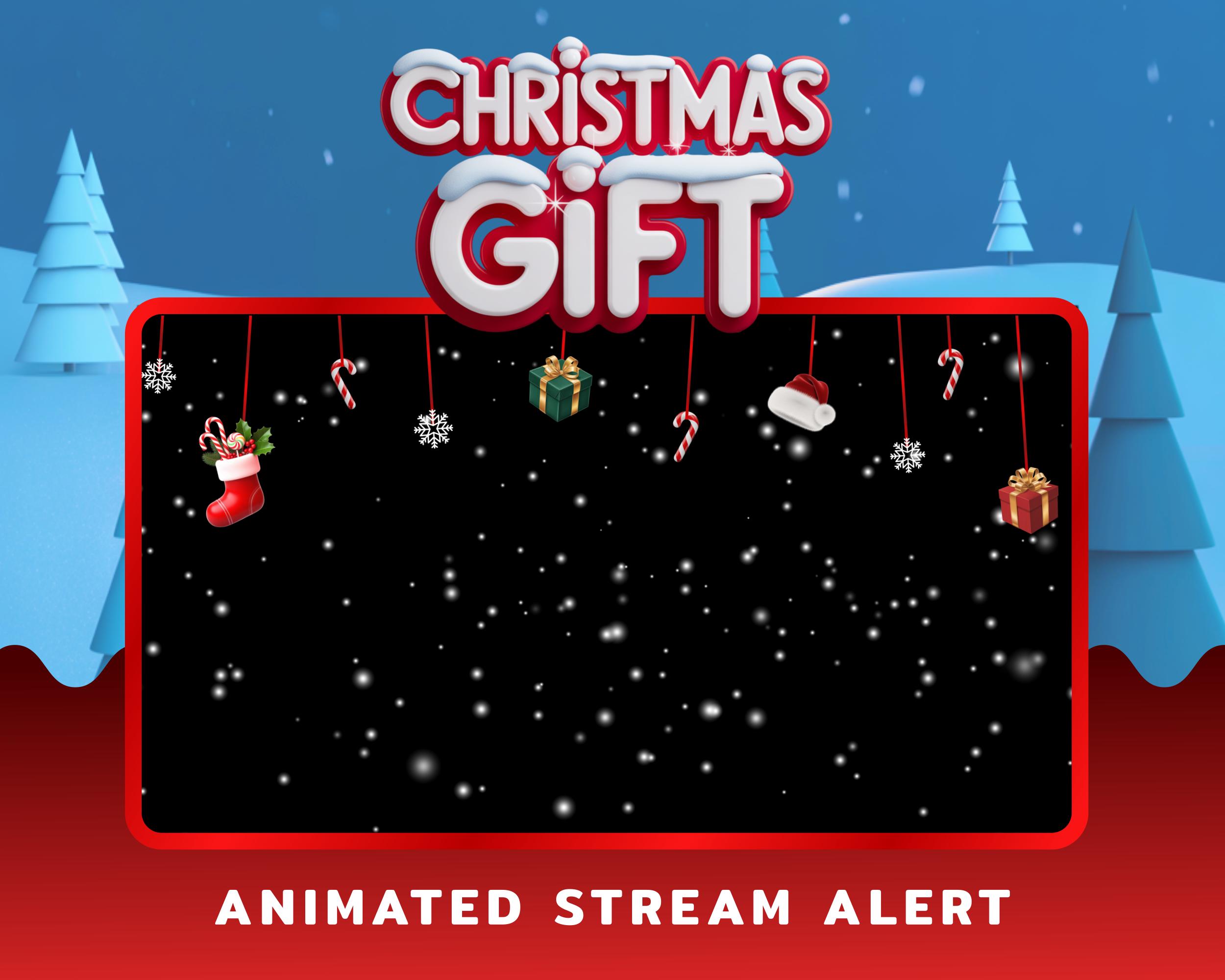 Christmas Gift Animated Stream Alert, Horizontal Overlay, Gift and Snow ...