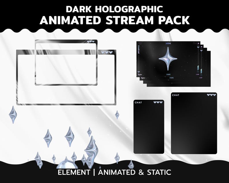 Dark Animated Stream Overlay Package | Holographic Style for Twitch ...