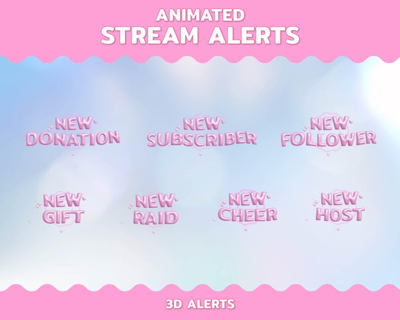 Animated Pink Stream Alerts | Twitch Overlay (digital Download) - Etsy