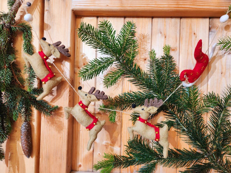 Handmade Felt Reindeer Garland: Festive Holiday Decor - Etsy