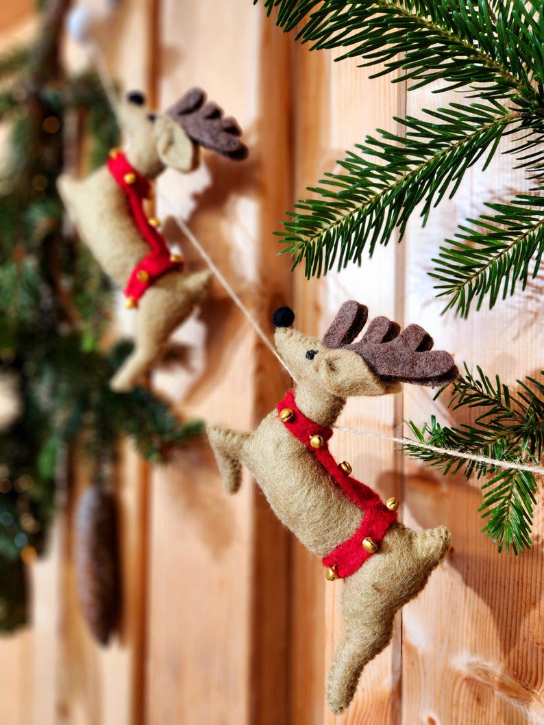 Handmade Felt Reindeer Garland: Festive Holiday Decor - Etsy