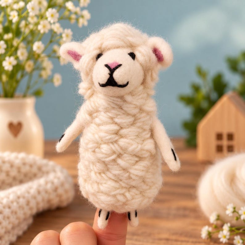 Sheep Finger Puppet, Handmade Merino Wool Felt Animal - Etsy UK
