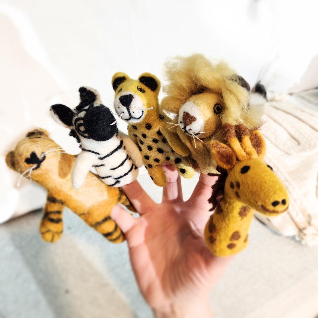 Needle Felted Finger Puppets: Handmade Wool Jungle Animals - Etsy