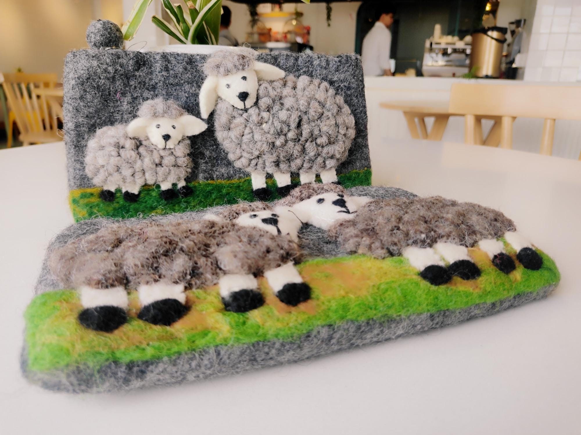 Merino Wool Felt Sheep Purse - Small Embroidered Coin Pouch – Eco ...