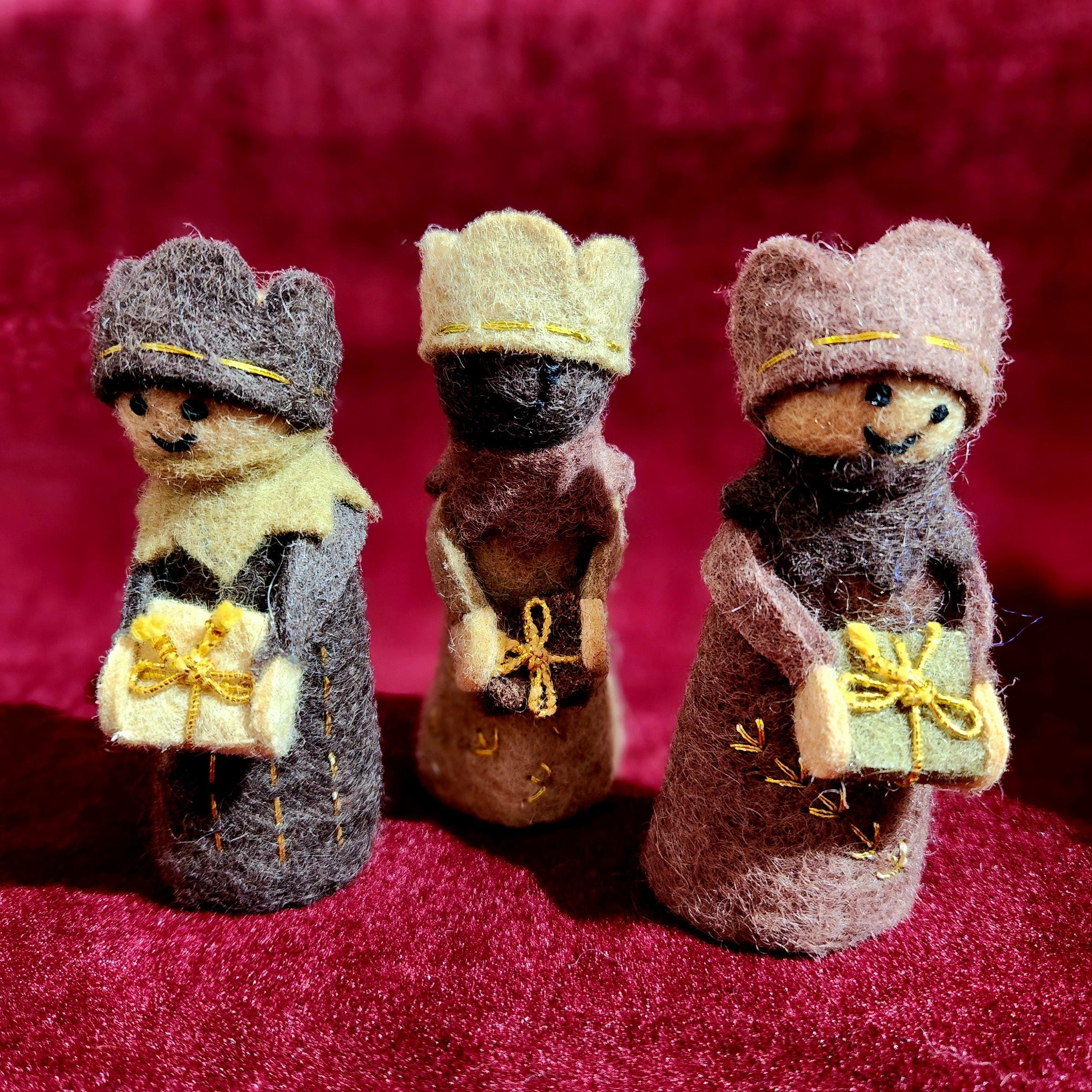 Handcrafted Felt Nativity Scene - Baby Jesus, Mary & Joseph, Three ...