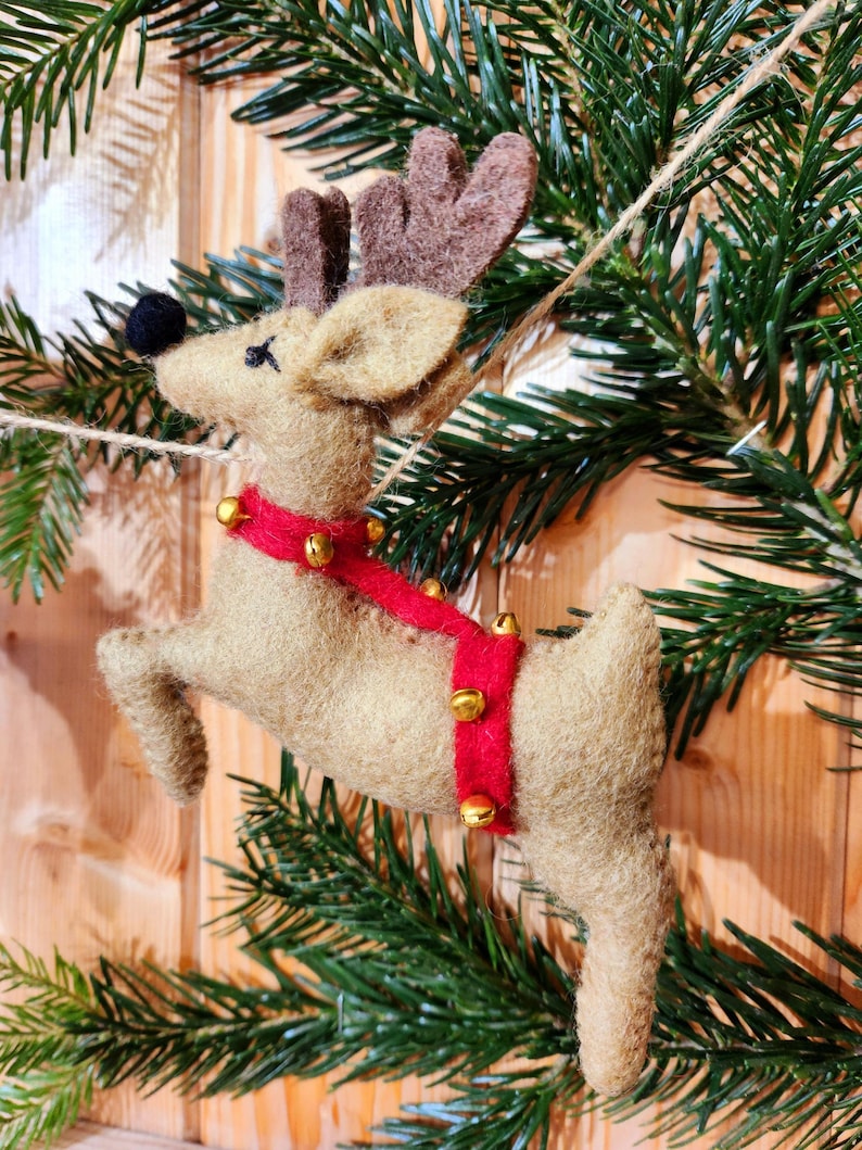 Handmade Felt Reindeer Garland: Festive Holiday Decor - Etsy