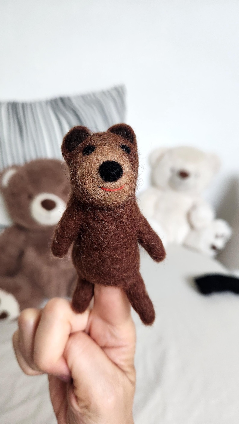 Handmade Felt Bear Finger Puppet: Woodland Christmas Stocking Stuffer ...