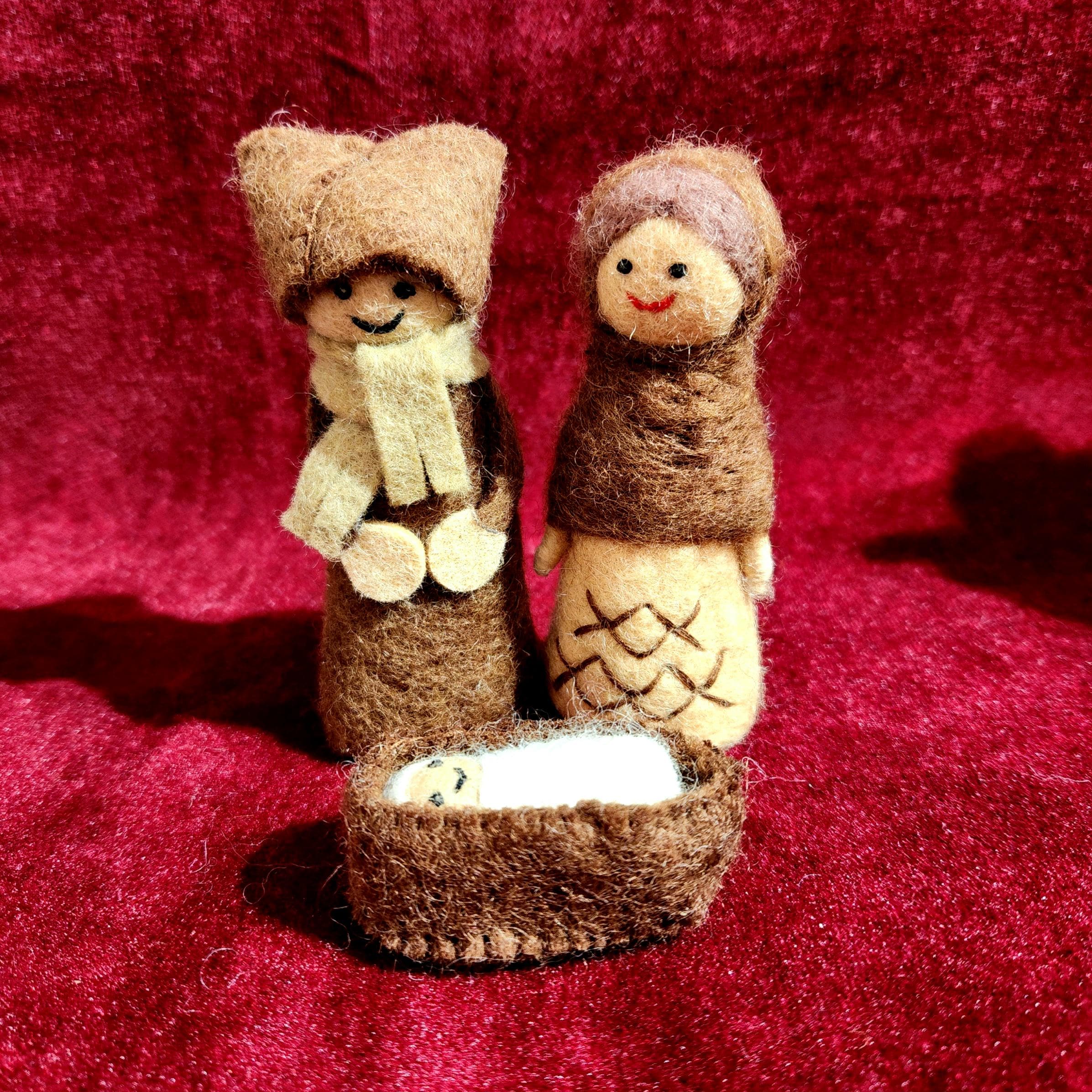 Handcrafted Felt Nativity Scene - Baby Jesus, Mary & Joseph, Three ...
