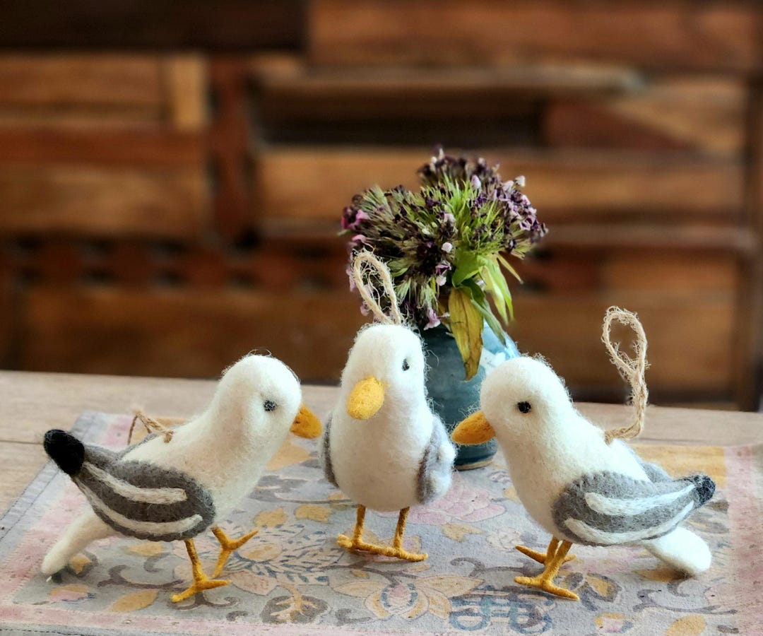 Felt Seagull Ornament: Handmade Coastal Bird Hanging Decor - Etsy